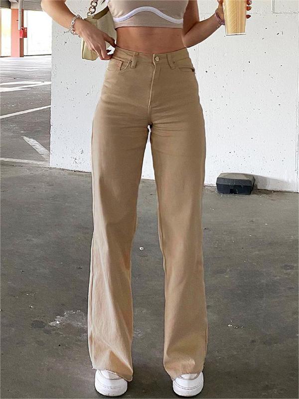 Beige High Waisted Flare Jeans – Classylooker