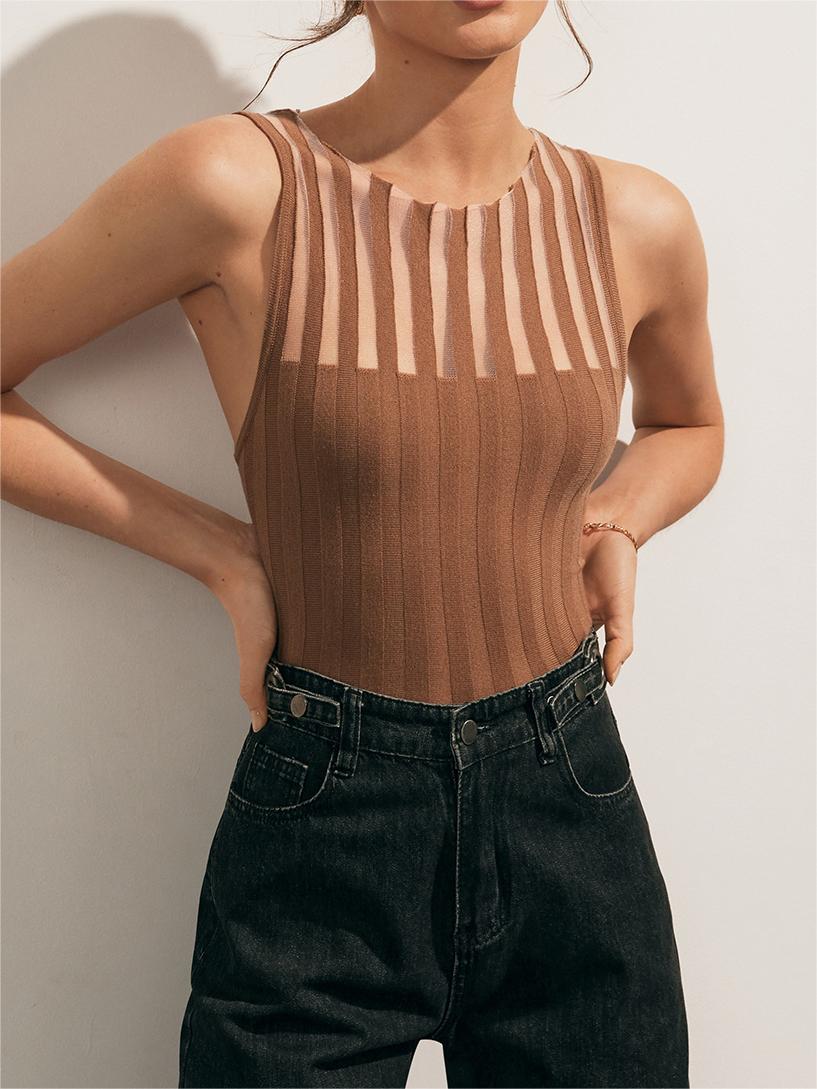 Sheer Ribbed Tank Top – Classylooker