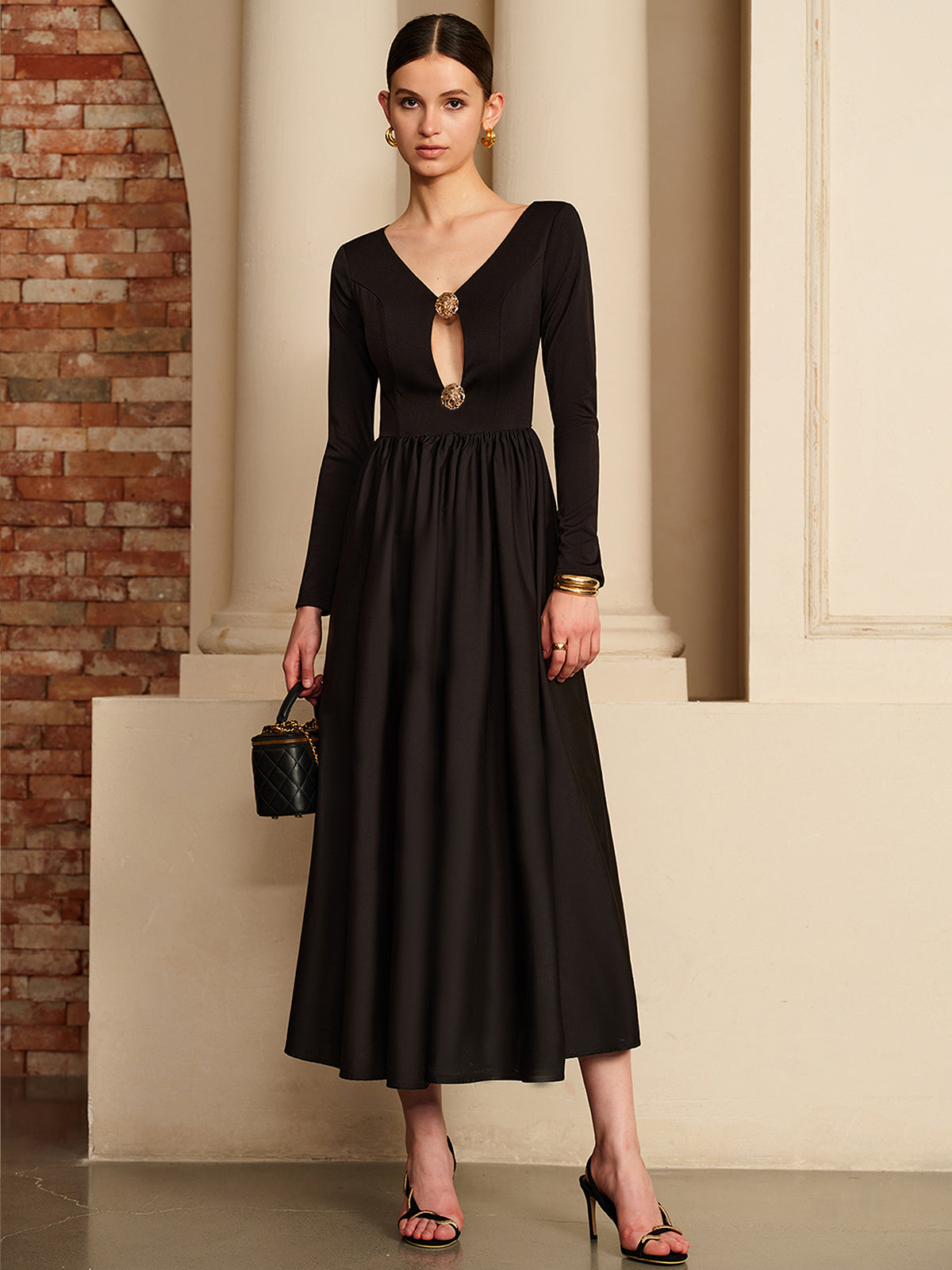 Cutout Pleated Panel Dress – Classylooker