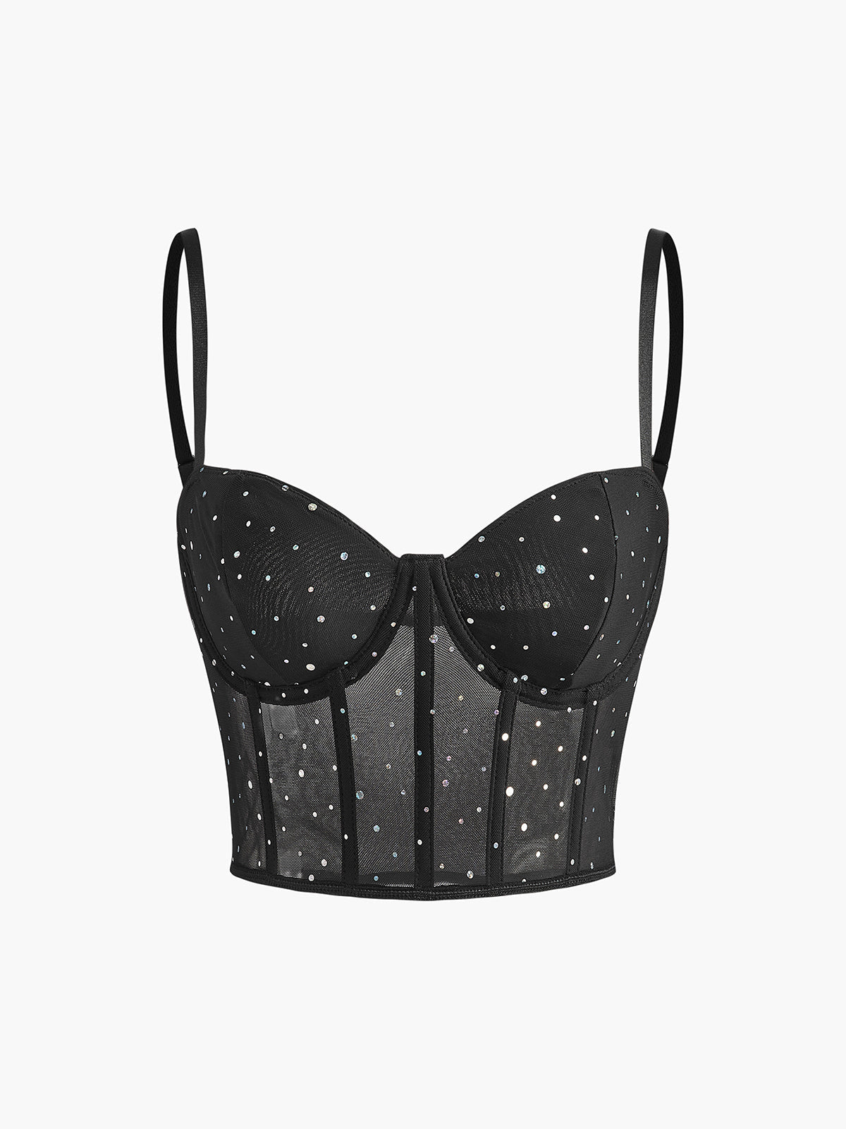 Semi-Sheer Mesh Polka Dot Corset Top – Classylooker