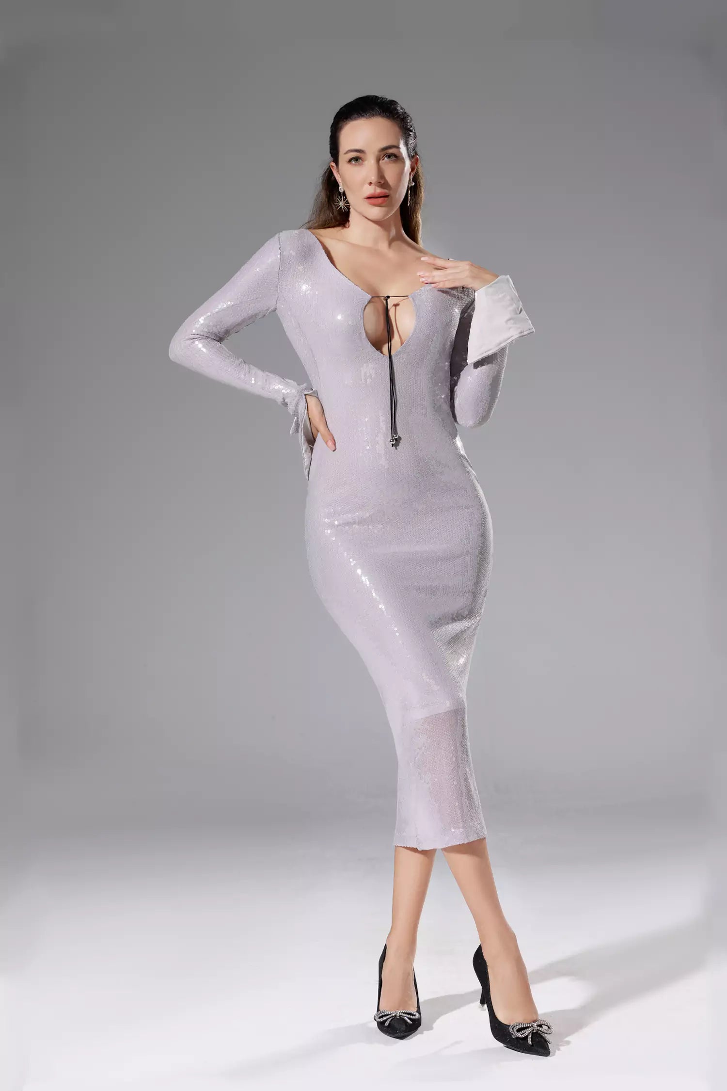Lilly Light Purple Sequin Maxi Dress – Classylooker