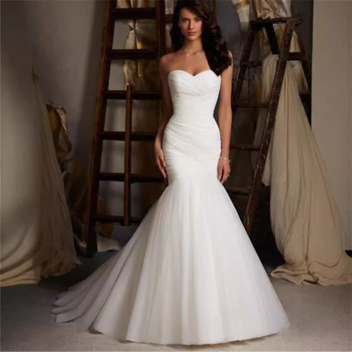 Long Train Mermaid Tie-Up Wedding Dress – Classylooker