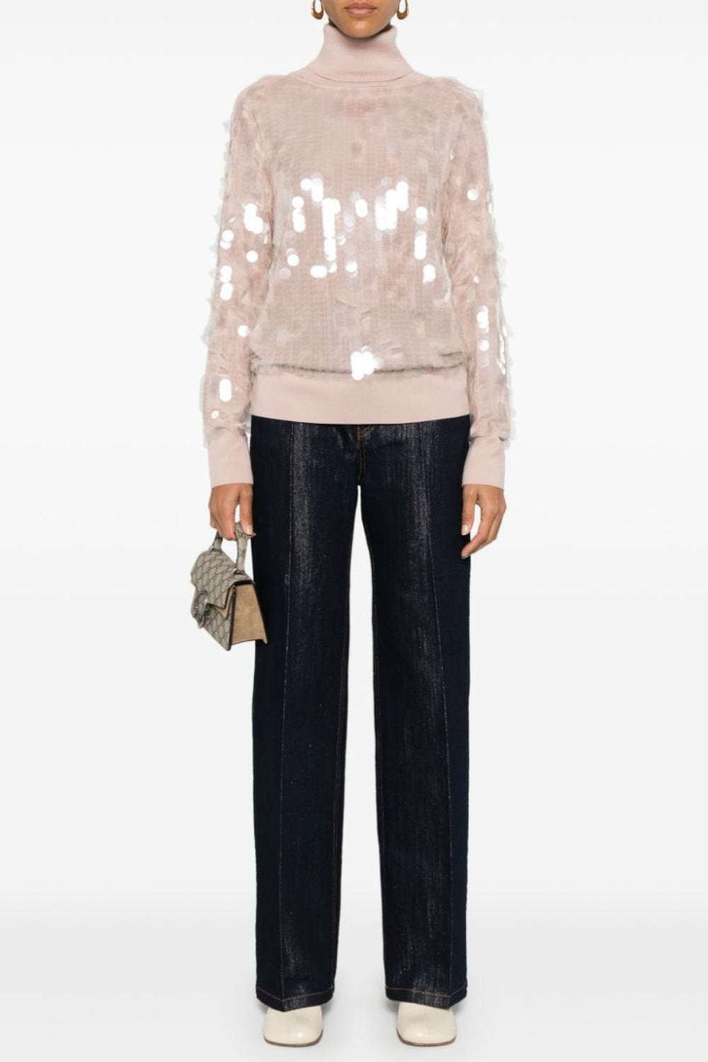 Odetia Sequin Turtleneck Knit Sweater – Classylooker