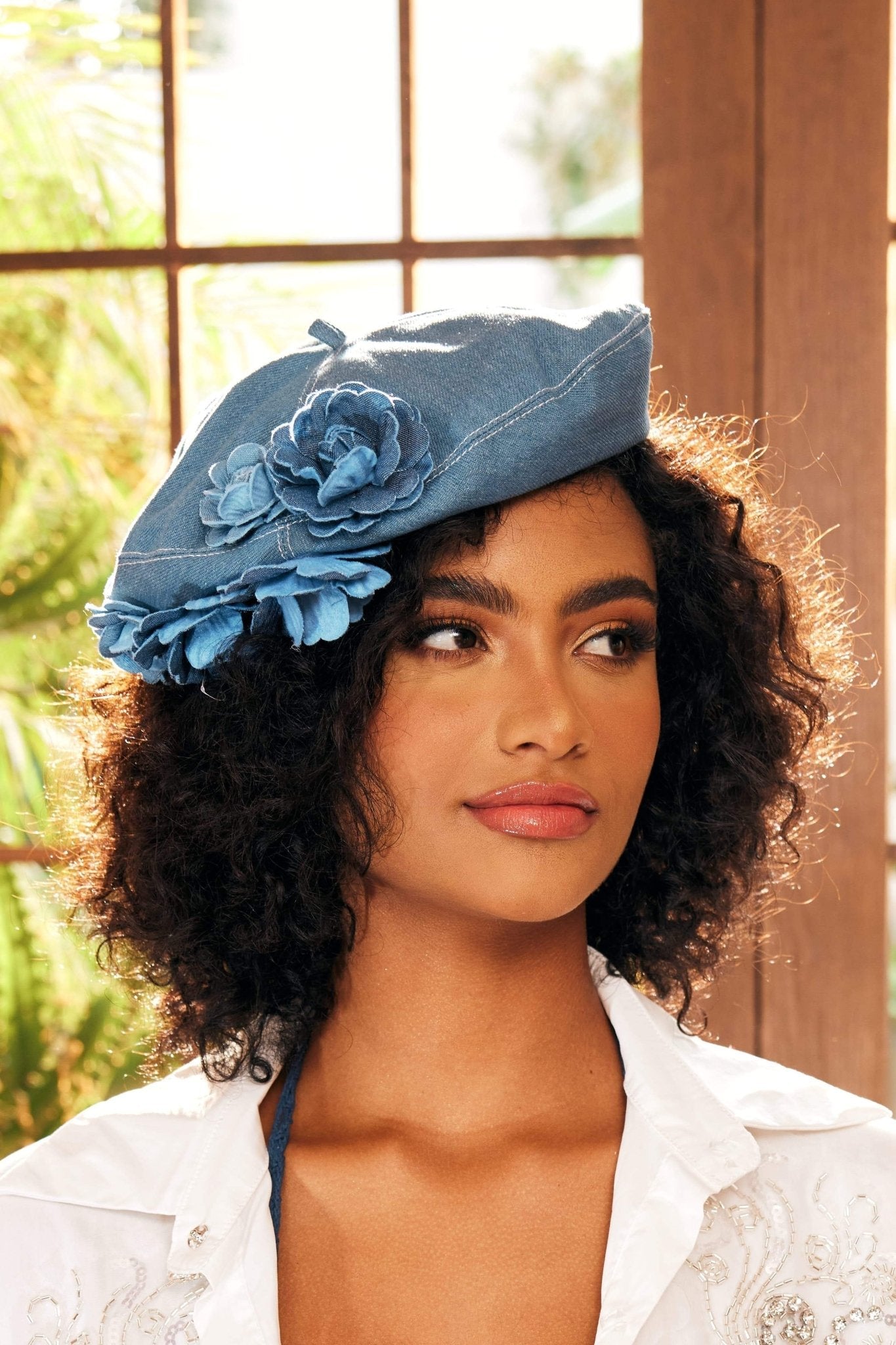 Camellia Denim Beret Hat – Classylooker