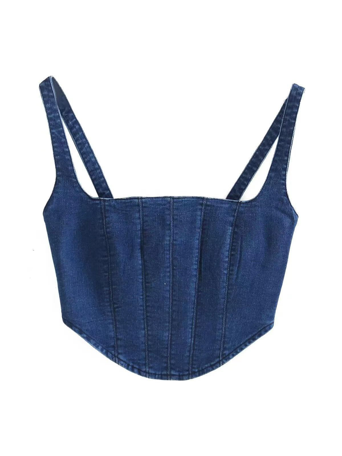 Denim Corset Sling Crop Top – Classylooker