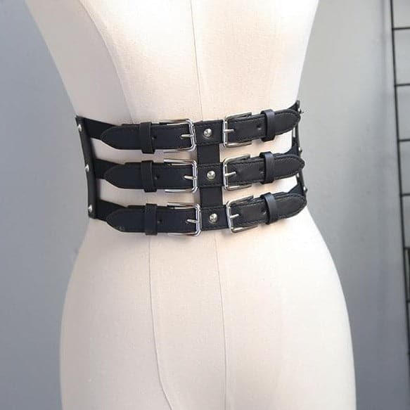 Rivet adjustable layered buckle corset – Classylooker