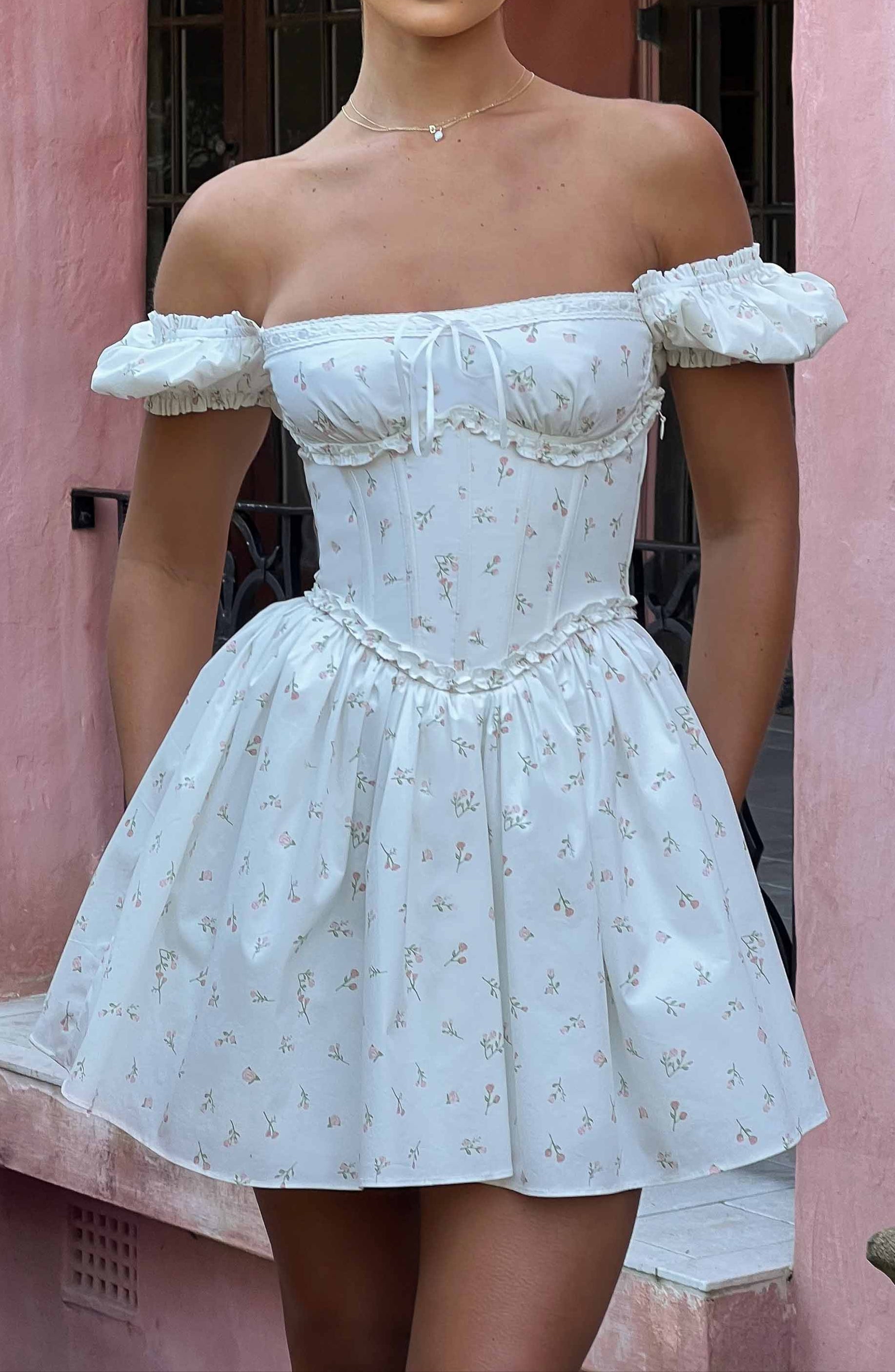 Clarice Mini Dress - Blush Floral Print – Classylooker